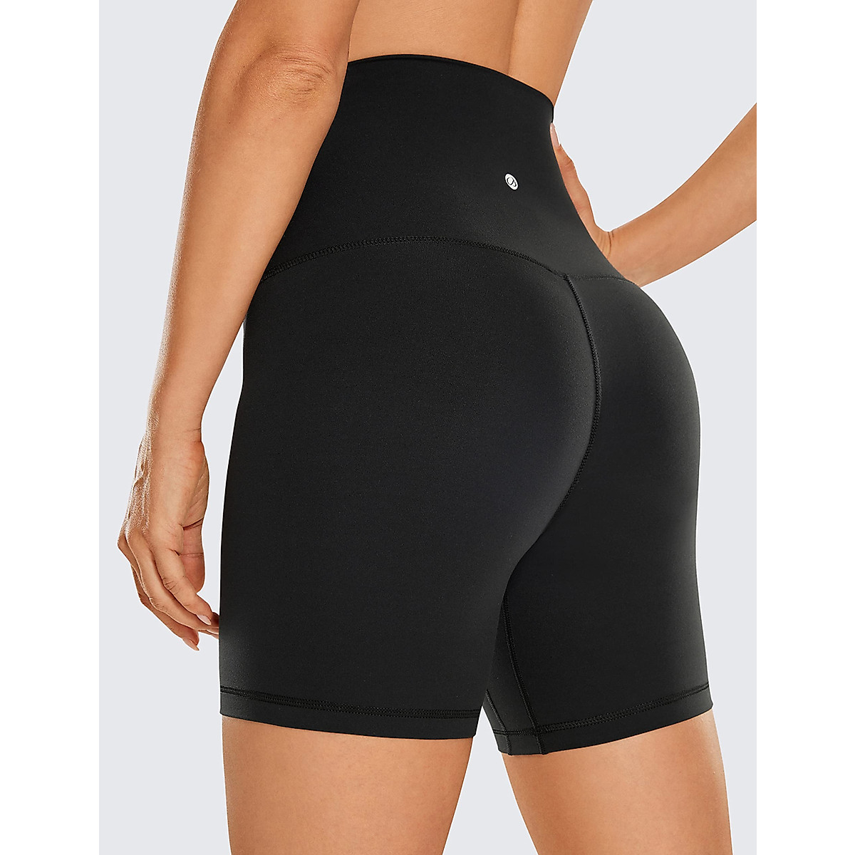 CRZ YOGA Super High Waisted Butterluxe Womens Biker Shorts 6 Inches - Buttery Soft Workout Yoga Shorts Over Belly Black Medium