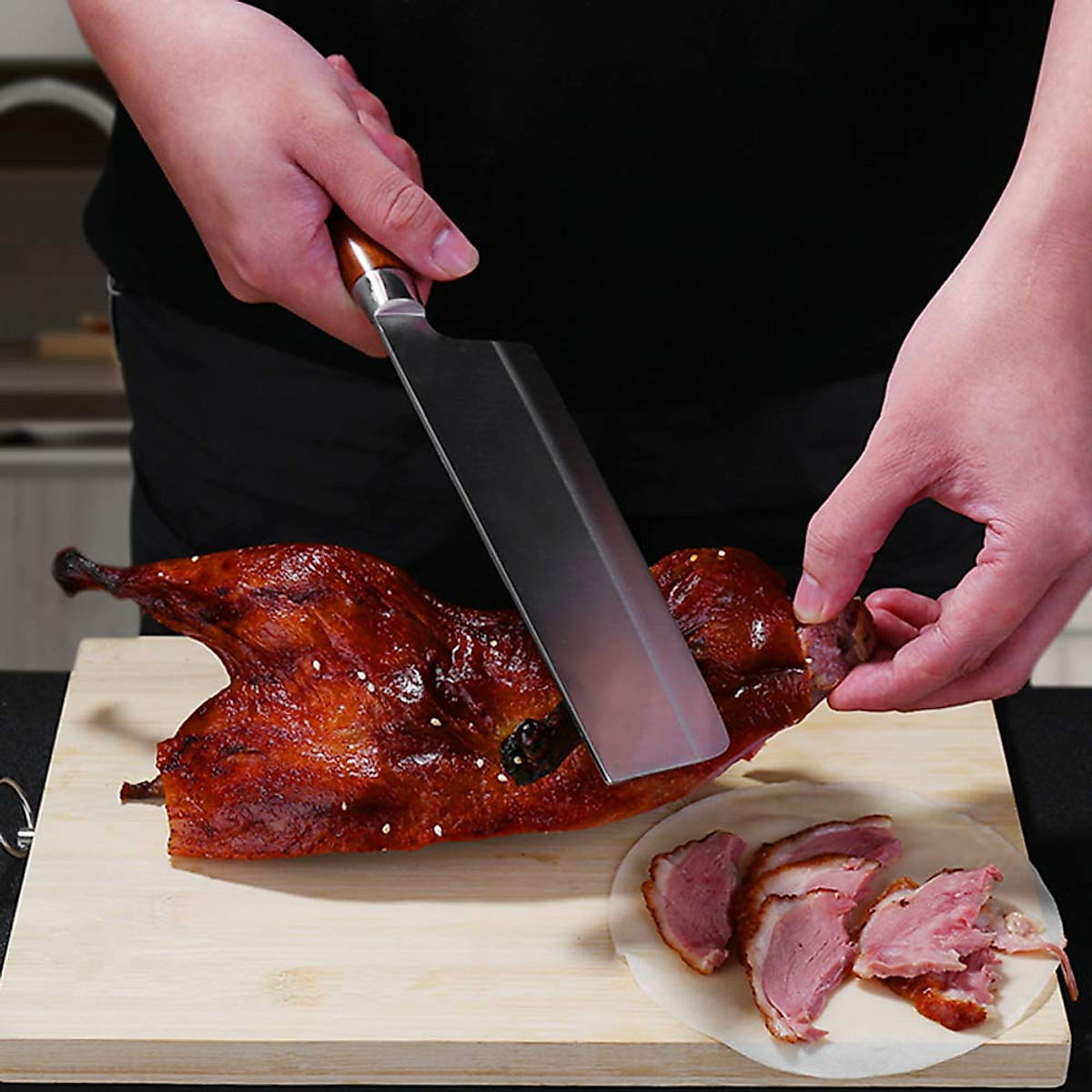 MannyGa Nakiri Knife 7 Inch Japanese Chef's Knife with Ergonomic Handle,Meat Cleaver and Asian Chef Knife for Kitchen and Restaurant.