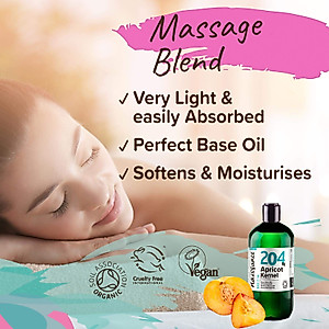 naissance Certified Organic Apricot Kernel Oil 16 fl oz - Pure Natural Cold Pressed Vegan, Hexane Free, No GMO - Ideal as a Massage Base Oil - Moisturizes & Conditions Hair & Skin