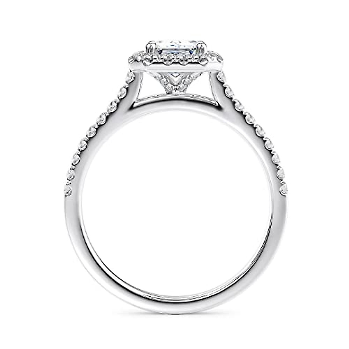 Blocaci Engagement Ring 2 CT Moissanite Halo Emerald Cut Engagement Rings for Women 10k 14k 18k White Gold Rose Gold Yellow Gold Free Engraving Style 1