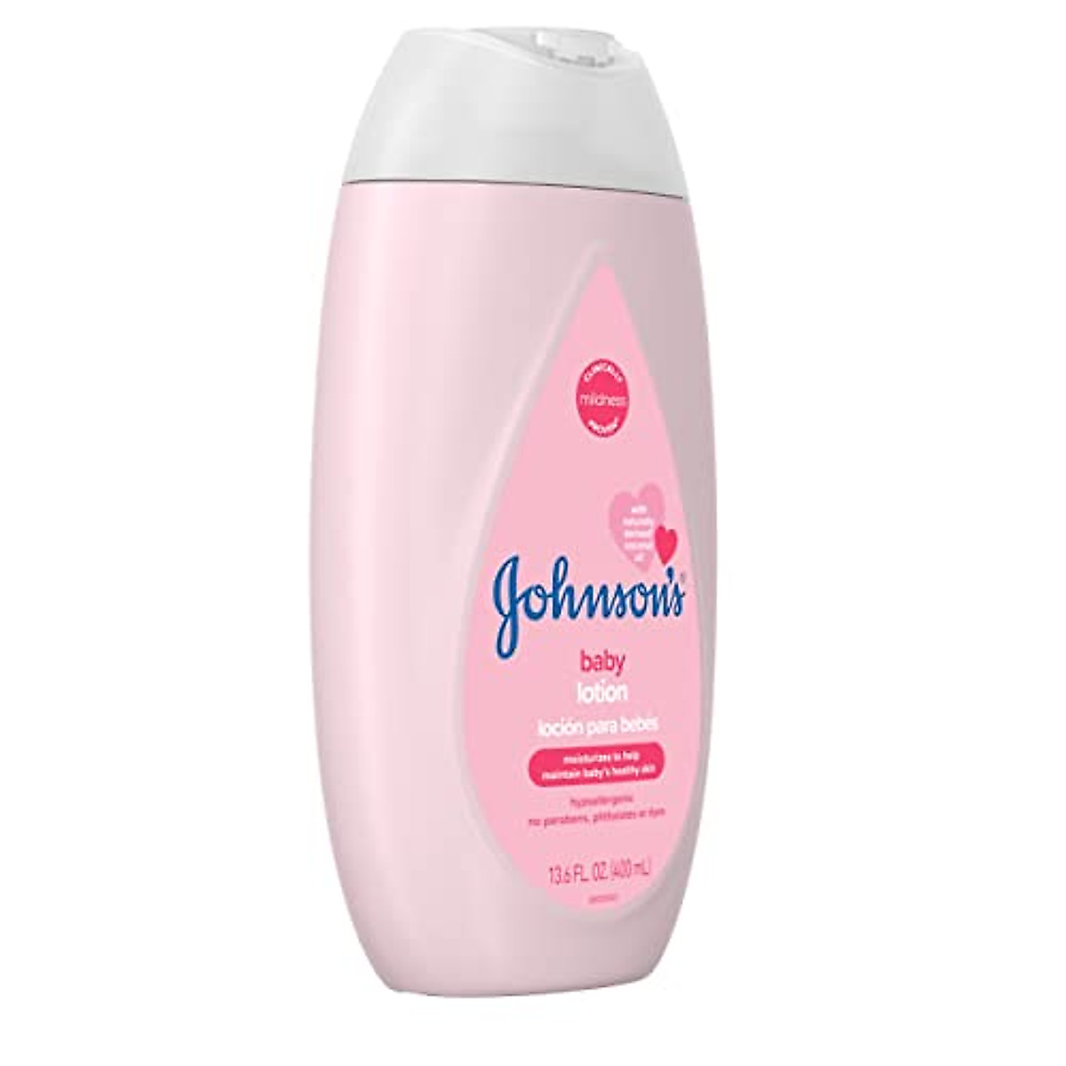 Johnson's Moisturizing Mild Pink Baby Lotion with Coconut Oil for Delicate Baby Skin, Paraben-, Phthalate- & Dye-Free, Hypoallergenic & Dermatologist-Tested, Baby Skin Care, 13.6 Fl. Oz