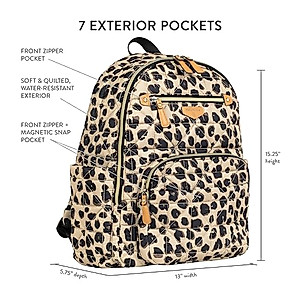 TWELVElittle Companion Diaperbag Backpack 3.0 *NEW* - Includes Changing Pad, D riings & Stroller Clips. Insulated Pockets - Leopard