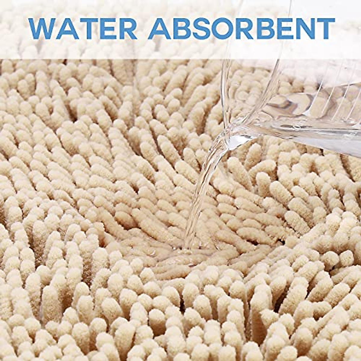 EGYPHY Luxury Chenille Bathroom Rug 20 x 32 Extra Soft and Absorbent Bath Rug Non Slip Shaggy Bath Mat Plush Washable Carpet Mats for Tub Shower, Bathtub and Bath Room-Camel