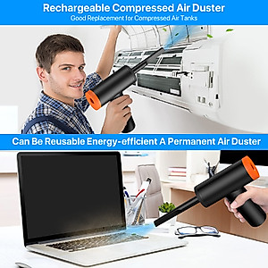 Compressed Air Duster, 102000RPM Electric Air Duster & Vacuum Cleaner 2 in 1 Rechargeable 7800mAh Cordless, Keyboard and Computer Cleaner, Replaces Compressed Air Cans