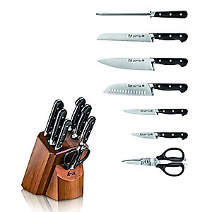Cangshan TV2 Series 1023039 Swedish 14C28N Steel Forged 8-Piece Knife Block Set, Acacia