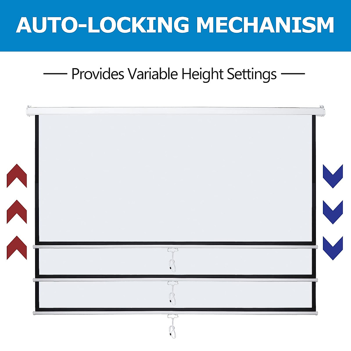 ZENY Projector Screen Pull Down 100 Inch 16:9 HD Projection Screen Folding Home Theater Portable Indoor Outdoor Movie Screen