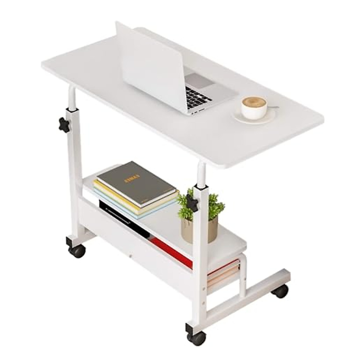 Fuwobriva Laptop Desk Removable and Adjustable Height Table for Table Lazy Sofa Table Office Desk Home Student Writing Desk Desk, Small Standing Desk with Storage TV Tray Table, Beige (desk01)