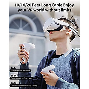 Amavasion Link Cable 16FT Compatible with Oculus/Meta Quest 2/Pro Accessories and PC/Steam VR,High Speed PC Data Transfer USB 3.0 to USB C Cable for VR Headset and Gaming PC(Black 16FT)