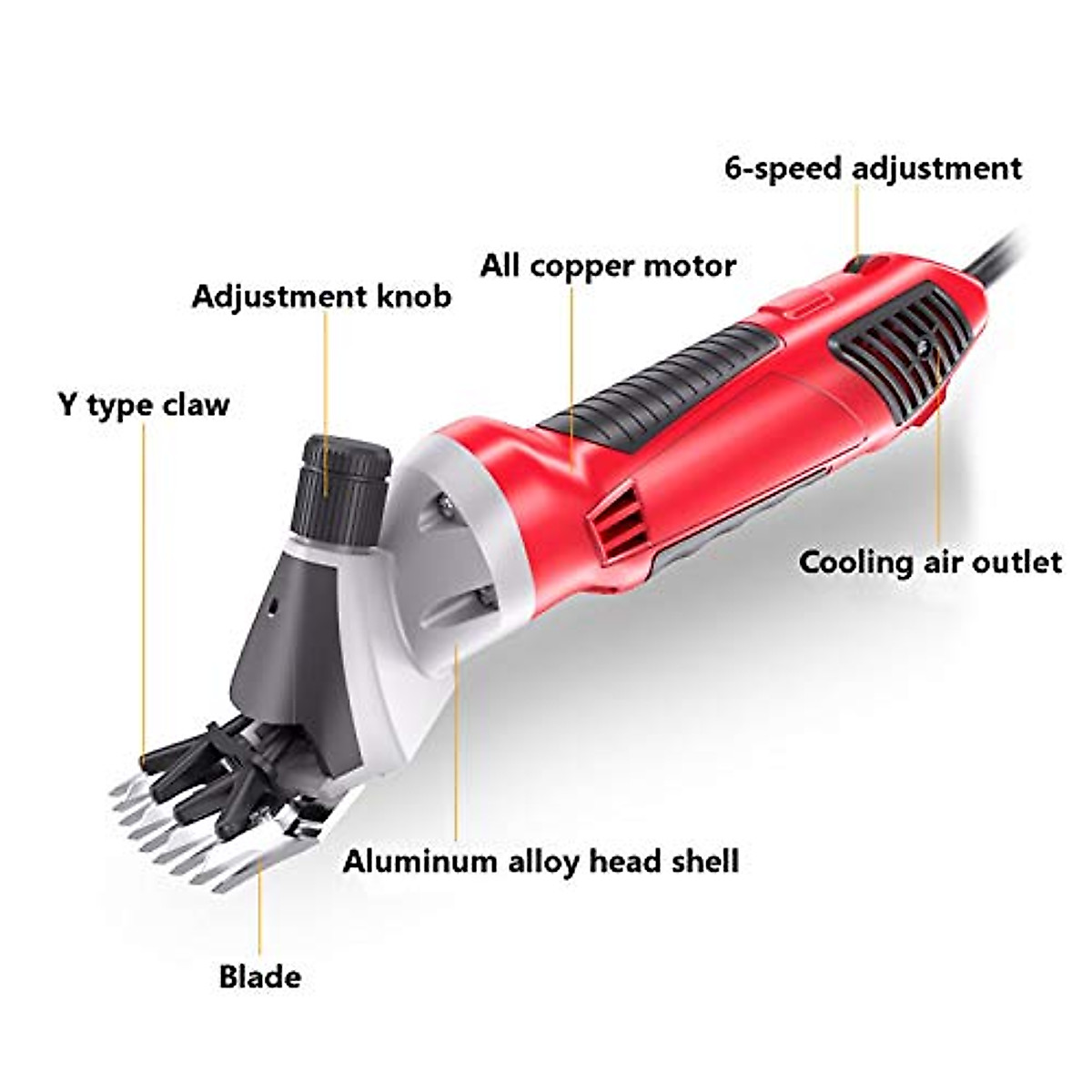 coldwind Sheep Clipper,Professional Heavy Duty Sheep Shearing Machine with 6 Speed,Adjustable Electric Shearing Machine 13.6x3.3in-9