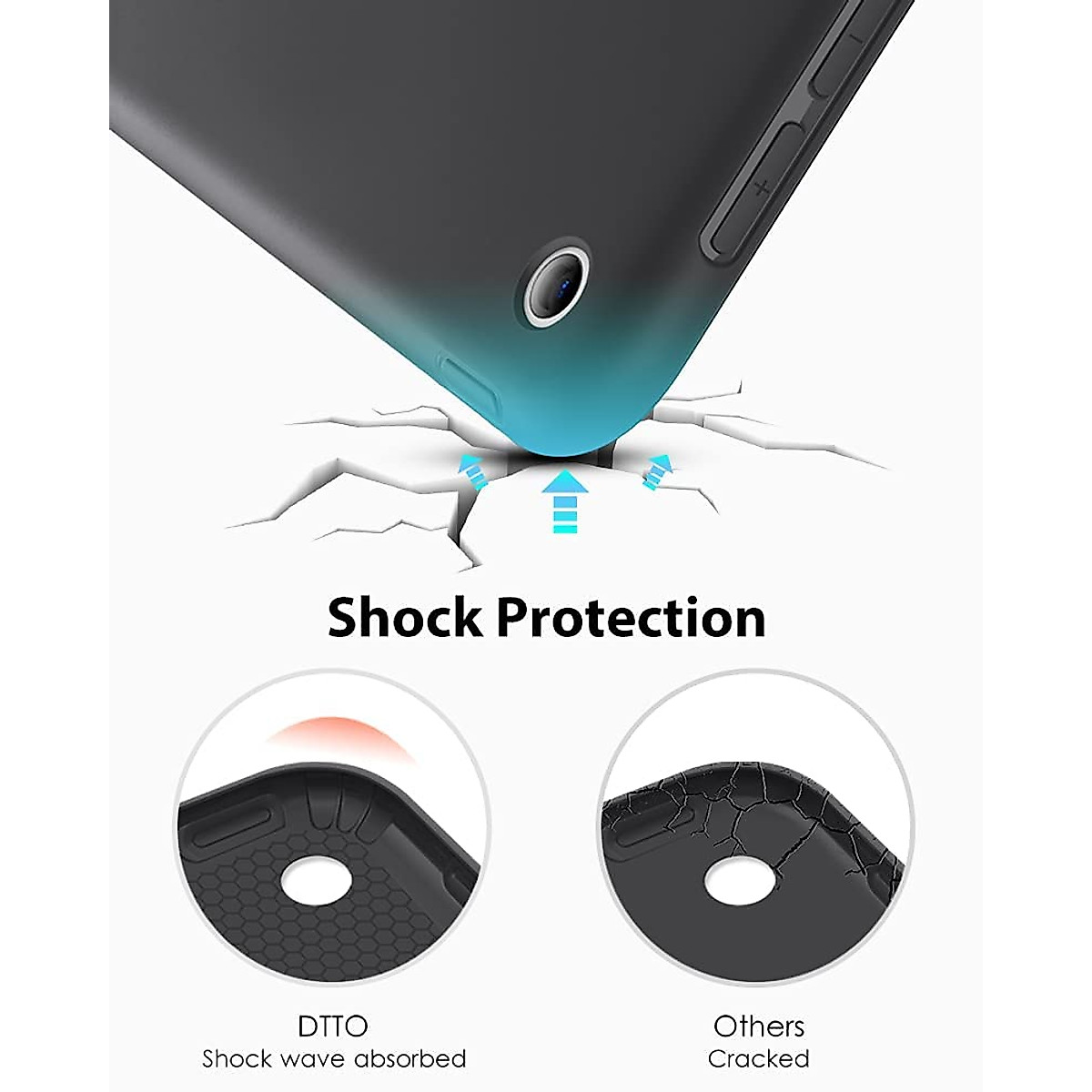 DTTO for iPad 9th/ 8th/ 7th Generation 10.2 Case, Lightweight Soft TPU Back for iPad 10.2 Inch (2021/2020/2019) [Auto Wake/Sleep + Trifold Stand] - Black
