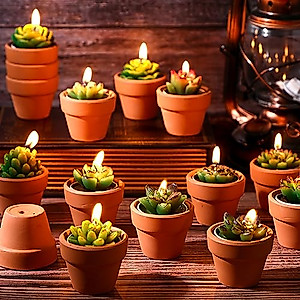 36 Pcs Succulent Candles Decorative Cactus Tealight Candle Tea Lights Handmade Baby Shower Candle Decorations Plant Candle with Mini Terracotta Clay Candle Holders for Wedding Home Party Decor