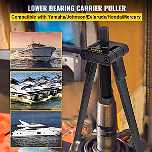 VEVOR Lower Bearing Carrier Puller, Compatible with Yamaha, Johnson, Evinrude, Honda, Mercury, Robust Steel Marine Lower Bearing Puller with Adjustable Arms, Works for Lower Carrier Bearing Removing , Black