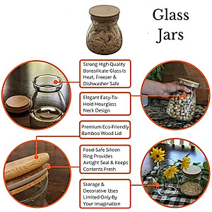 MARTVIA 1150 ML Glass Food Storage Containers with Airtight Bamboo Lid, Thickened Coffee Storage Jars for Home Kitchen, Pantry Tea, Spices, Snack,Salt,Grains,Pasta,Candy, DIY Handmade (1150 ML Set of 1)