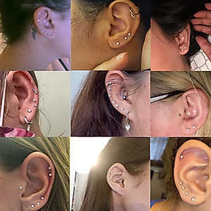 ORAZIO 6 Pairs Tiny 2mm Stainless Steel Stud Earrings For Mens Womens CZ Round Ball Cartilage Earrings Set,Gold Tone