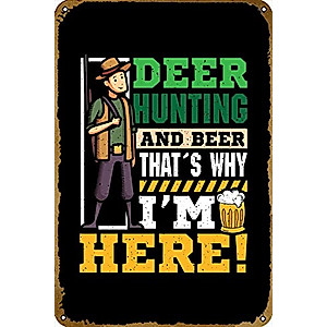 Deer Hunter Metal Sign 8 X 12 Tin Sign Home Cafe Bedroom Wall Decoration Easter Mother's Day Best Gifts for Friends Family Neighbors