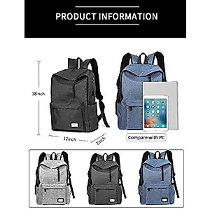 AISFA Laptop Backpack Travel Business Waterproof Backpack with USB Charging Port, Suitable for Travel, Camping, School, Business (Black)