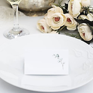 Watercolor Place Cards for Wedding or Party, Seating Place Cards for Tables, Scored for Easy Folding, 100 Pack, 2 x 3.5 Inches