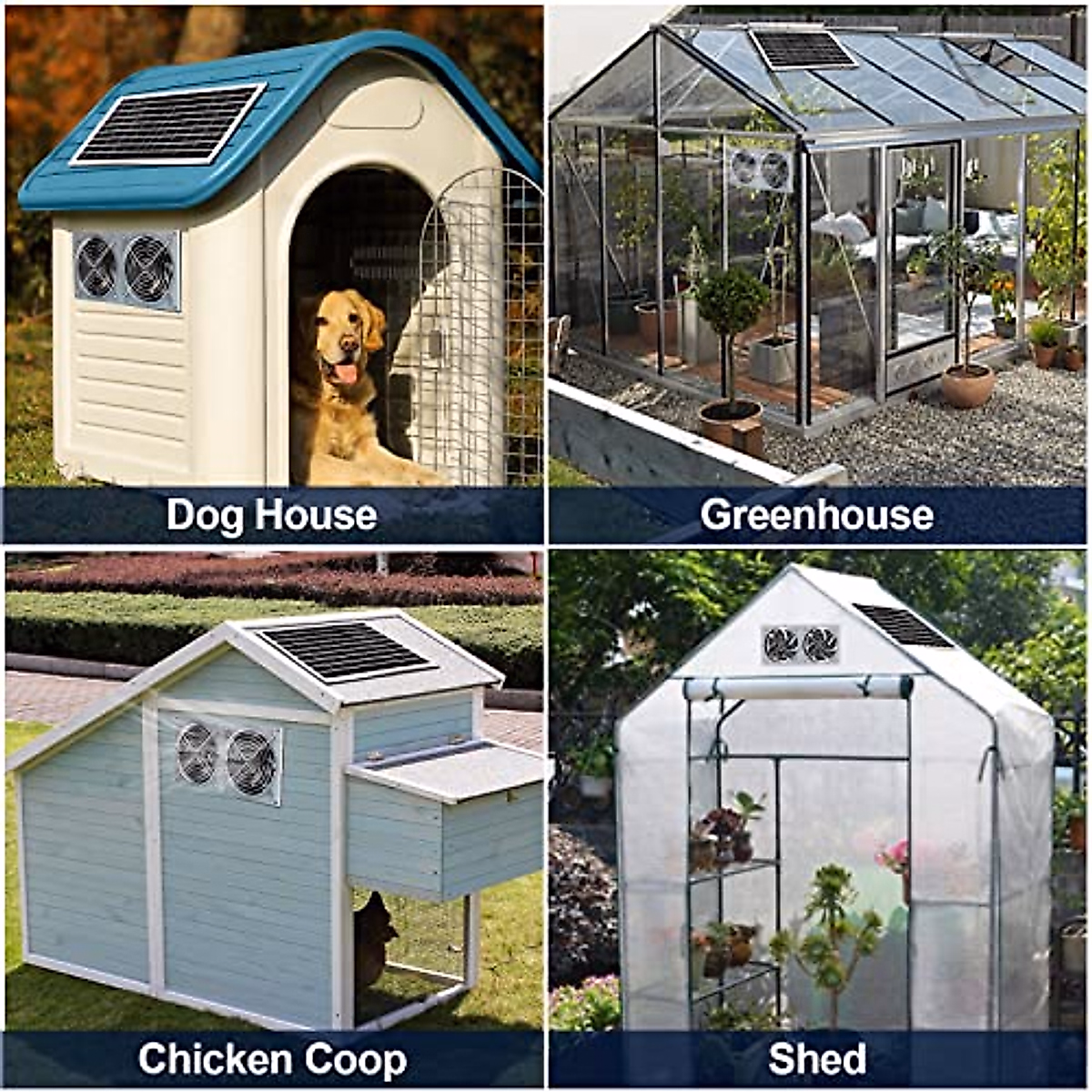 LiLDiHO Solar Fan, 15W Solar Panel + 2 Pcs High Speed DC Brushless Fan with 14FT Cable, IP67 Waterproof. Wall-Mounted Ventilation and Cooling Vent for Greenhouse, Chicken Coop, Shed, Attic, Etc