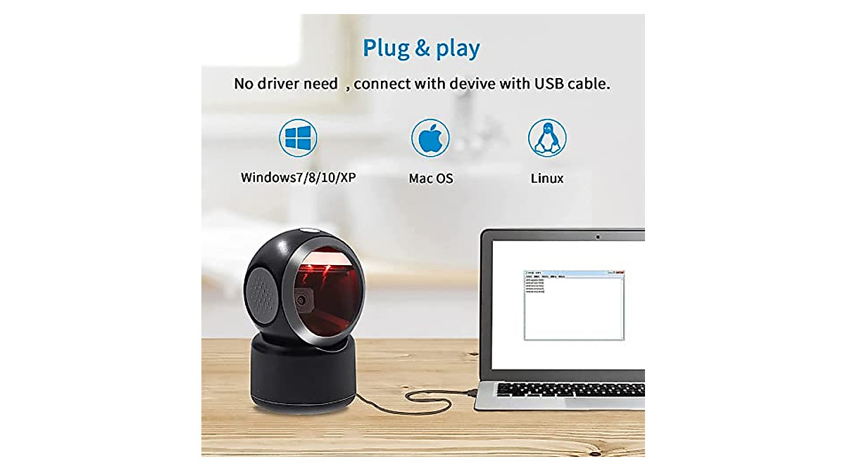 Hands-Free 2D QR Barcode Scanner | Auto-Sensing USB POS