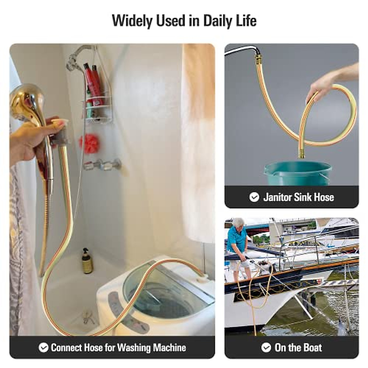 Solution4Patio 4 ft. Short Garden Hose 5/8 inch Yellow Lead-in Hose Male/Female Commercial Brass Coupling Fittings for Water Softener, Dehumidifier, RV Filter and Camp Water Tank #G-H153A06