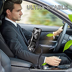 Lopnord Car Phone Holder Mount Cup Holder, Phone Mount for Car Compatible with iPhone 14 13 Pro Max/Samsung Galaxy S23 S22 Ultra/S21/S20, Cell Phone Holder Car Flexible Gooseneck Phone Holder for Car