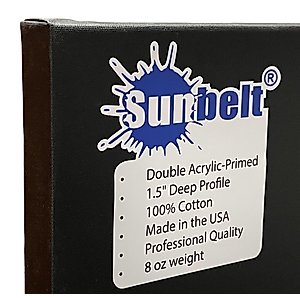 SUNBELT Black Primed Gallery Wrapped Stretched Art Canvas, 1.5" Deep Profile (24x36)
