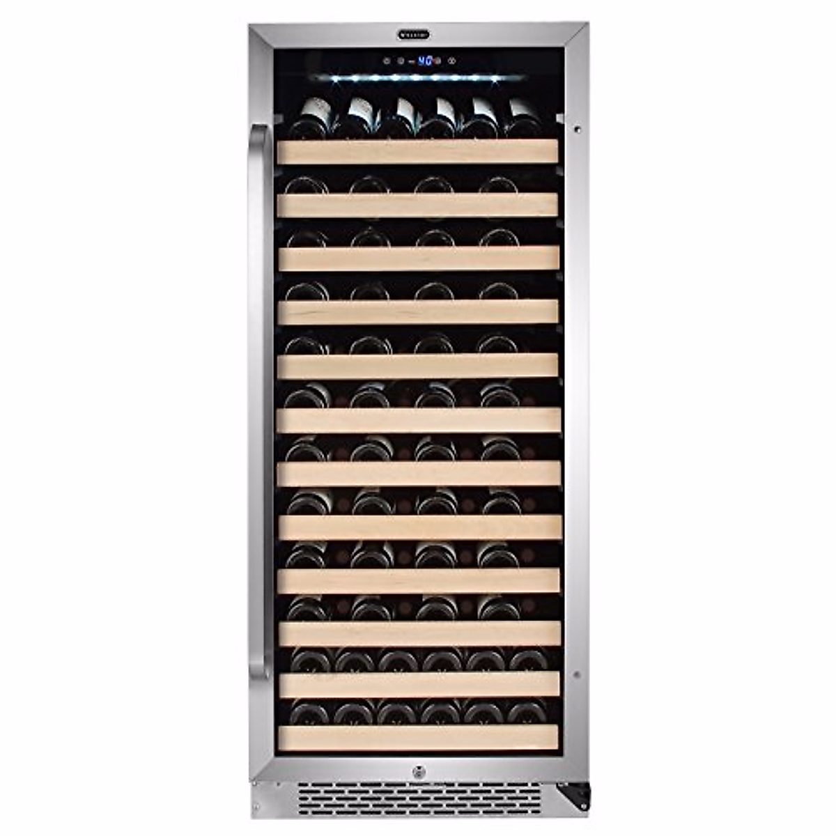 Whynter BWR-1002SD 100 Built-in or Freestanding Stainless Steel Compressor Large Capacity Wine Refrigerator Rack for Open Bottles and LED Display, Black-100, Black