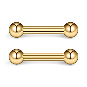 Ruifan Mix Color 316L Stainless Steel Nipple PA Tongue Shield Barbell Ring Bar Body Piercing Retainer 12G 10mm 12PCS