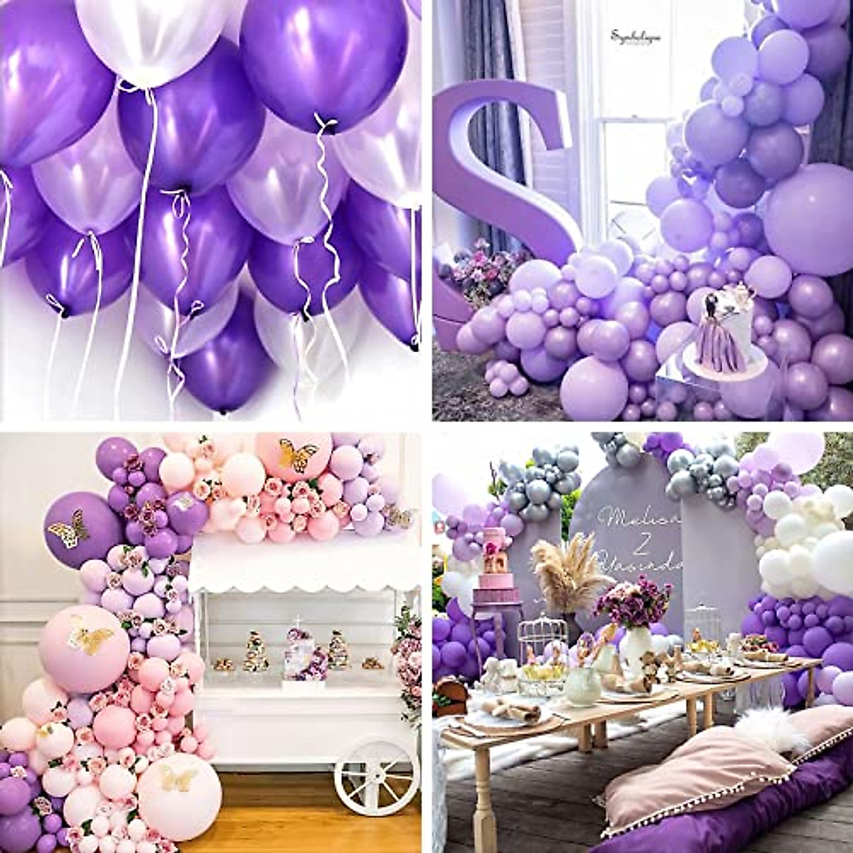 PartyWoo Purple Balloons, 70 Pcs 12 Inch Pastel Purple Balloons, Lilac Balloons, Violet Balloons, Purple Metallic Balloons for Purple Party Decorations, Purple Birthday Decorations, Purple Baby Shower