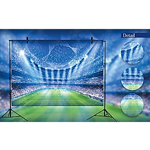 Soccer Field Backdrop Stadium Soccer Competition Fans Night Spotlight Background Adults Man Boy Birthday Party Football Match Wall Decorations Photo Shoot Props 7x5FT