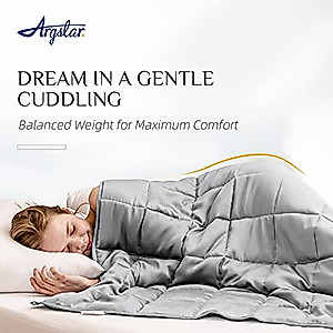 Argstar Cooling Bamboo Weighted Blanket for Adults 15 Lbs On Queen Bed, Soft Silky Heavy Blanket with Premium Glass Beads, 60"x80", Light Grey.