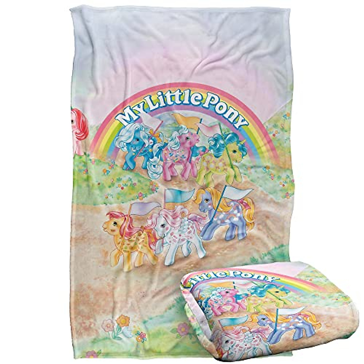 Trevco My Little Pony Retro Classic Ponies Silky Touch Super Soft Throw Blanket 36" x 58"