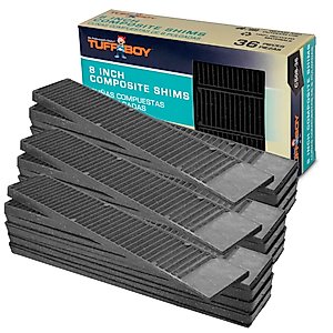 TUFFBOY Composite Shims and Leveling Wedges (36 Pack, 8") - Made in USA - Extreme Load Support Plastic Shims for Leveling - Table, Floor, Doors, Toilet, and Furniture Levelers