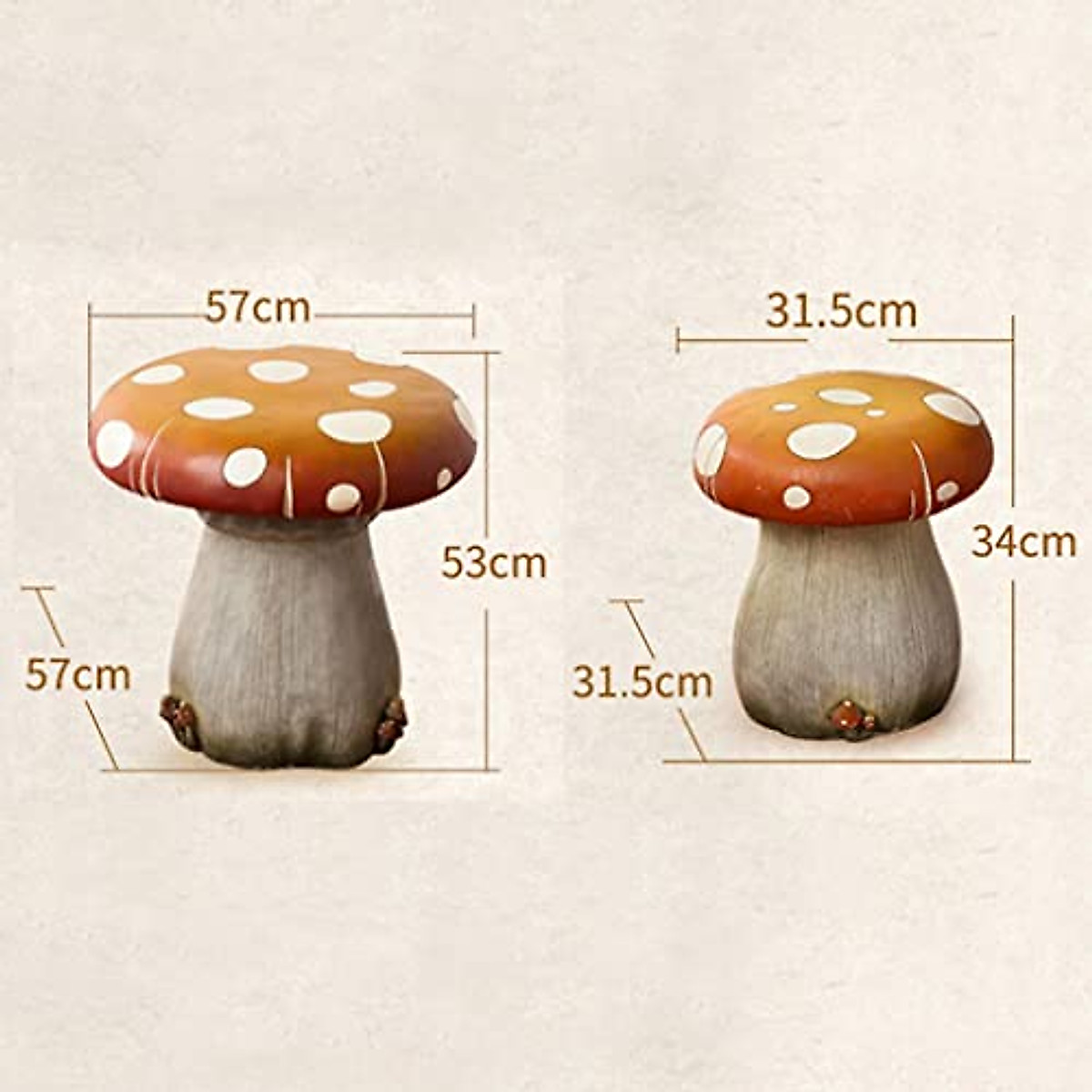 FRP Table and Chair Set, Patio/Garden/Nursery Garden Table and Chair Kit, Creative Mushroom Side Table (Size : Set of 3)