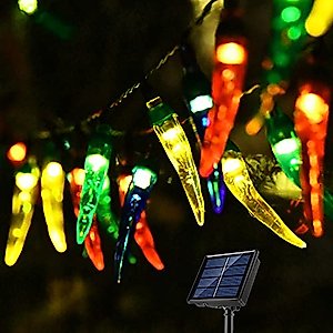 TWONGIFT Multicolor Solar Chili Pepper Garden Lights Outdoor, 23Ft 50LED Chili Solar Christmas Tree Lights, Solar Operated Decorative Lights for Patio, Halloween, Xmas, Holiday Decor