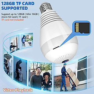 SOAMOEU 360°Security WiFi Camera Bulb HD 1080P Home Security Light Camera, Full Color Night Vision Wireless Bulb Camera