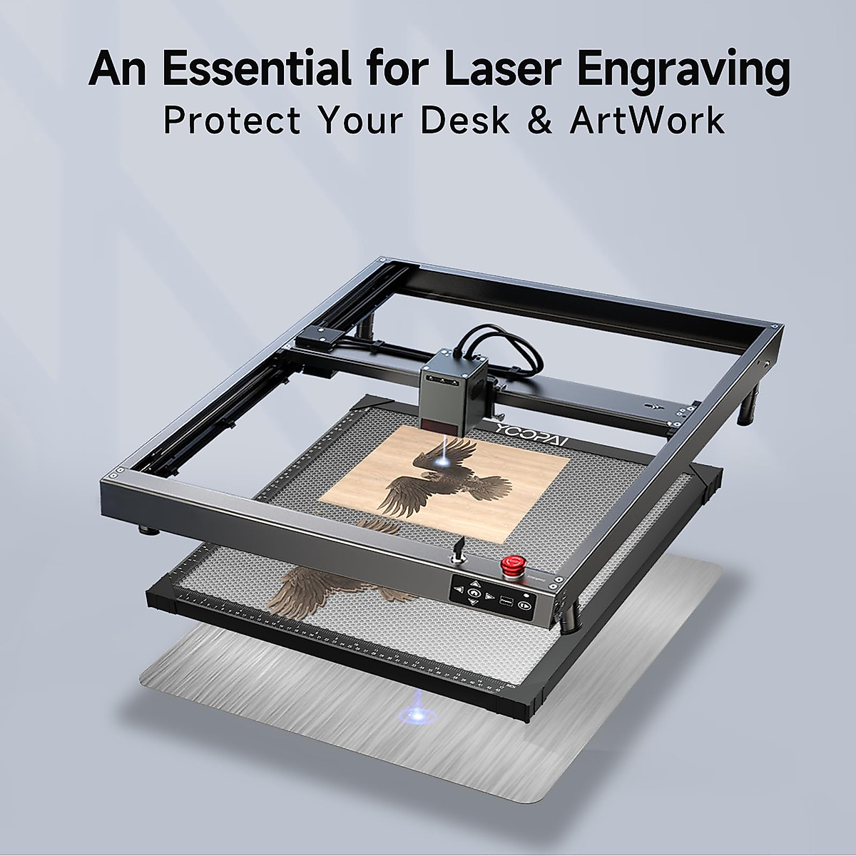 YOOPAI Honeycomb Laser Bed 500x500mm Honeycomb Working Table with Aluminum Panel for Laser Cutter Engraver Accessories, Desktop Protection, Fast Heat and Smoke Dissipation 19.7"x19.7"