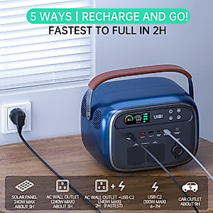UIBI Portable Power Station 666Wh,700W Battery Generator Portable with 100W PD [Bidirectional], Pure Sine Wave 110V AC [Rubber Cap], Portable Generator for Camping,Travel,Off-grid