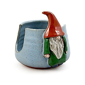 American Handmade Pottery Kitchen Sponge Holder, Garden Gnome Motif