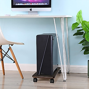 TORIBIO Real Wood Computer Tower Stand Mobile Rolling PC CPU Floor Stand Under Home Office Desk