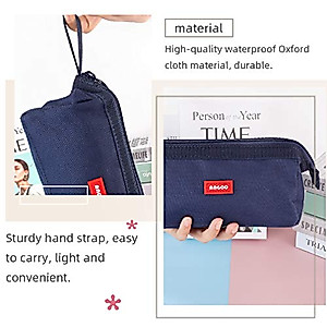 iSuperb Large Capacity Pencil Case Portable Zipper Pencil Pouch Bag Organizers Storage Pen Bag Cosmetic Makeup Pouch for Women (Navy Blue)