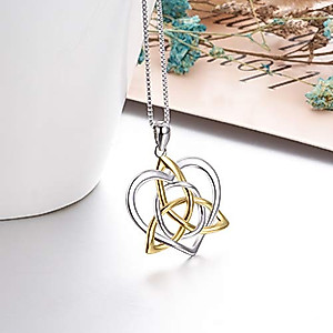 Celtic Jewelry Necklace Gifts Sterling Silver Good Luck Irish Vintage Triquetra Trinity Celtics Love Knot Pendant Necklace Christmas Gifts for Women Mother
