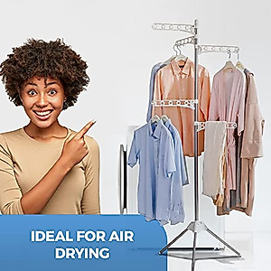 Home Spirit Tripod Clothing Rack, Indoor Clothes Drying Rack for Laundry, Foldable for Storage, Adjustable Height Up to 74", Five Removable Adjustable Hangers, Holds Up to 36 Garments