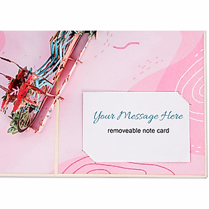 Paper Love 3D Bicycle Pop Up Card, Love Bike, For Valentines Day, Mothers Day, Adults or Kids, All Occasions - 5" x 7" Cover - Includes Envelope and Note Tag