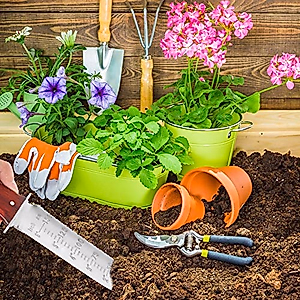 Hori Hori Garden Soil Knife Heavy Duty Weeding, Digging and Gardening Tools with 7 inch Double Edge Sharp Japanese Blade Leather Sheath, Full Tang Wood Handle Manual Sod Cutter