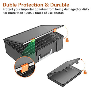 Photo Storage Box 4" x 6", 18 Inner Extra Large Photo Case Large Photo Organizer Acid-Free Photo Box Storage Photo Keeper Photo Storage Case, Plastic Craft Storage Box for Photo Stickers Stamps Seeds (Black, 18 Boxes)