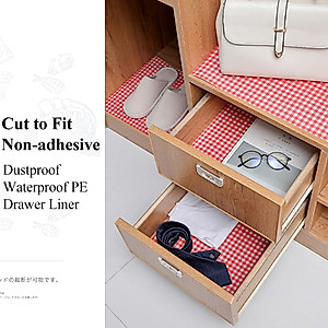 Drawer Liner, 3 Rolls 11.8in x 29.4ft Shelf Liner Cabinet Liner, Waterproof Greaseproof PE Plaid Kitchen Cabinet Liners for Shelves, Non Adhesive Shelf Liners Cut to Fit