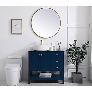 Elegant Kitchen and Bath 36 inch Vessel Sink Bathroom Vanity Cabinet - Blue