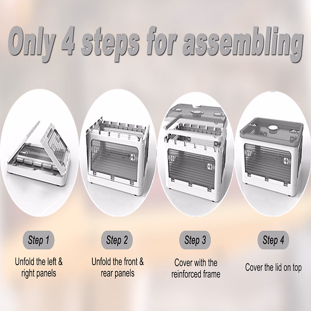 JooHome 44Qt Stackable Storage Bins, Lidded Collapsible Storage Bins, 1 Pack (White)