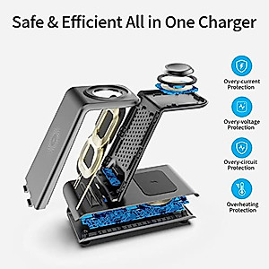 Wireless Charger for Samsung,3 in 1 Charging Station for Magnetic Galaxy Watch 5/5 Pro/4 Active 2/1 Galaxy S23/Ultra/S23+/S22/Note 20/10/Z Flip 4/3 Fold 4/3 Galaxy Buds 2/2 Pro/Live Multiple Devices
